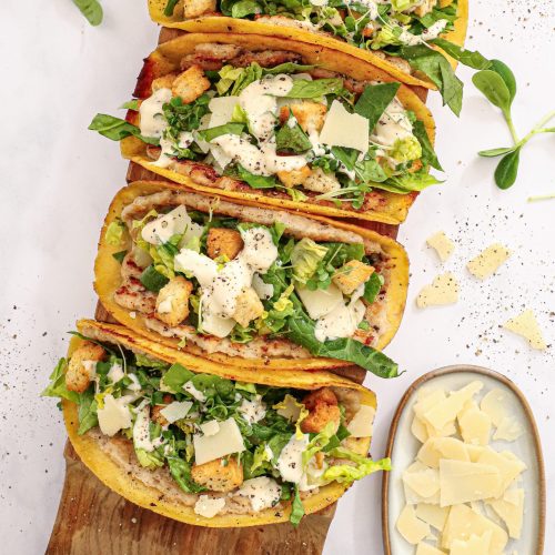 Cæsar tacos - Klassisk caesar salat serveret i tacos