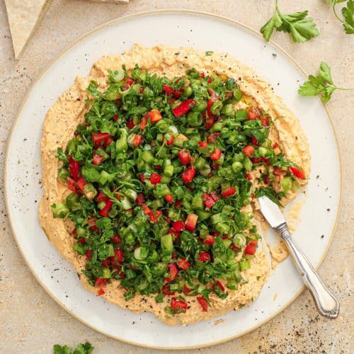 Layered haydari med bagte peberfrugter - Haydari salat