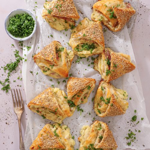 Butterdejssnitter med skinke og ost - Butterdej med skinke og ost